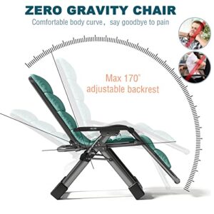 NAIZEA Lounge Chair Padded Zero Gravity Chair Folding Adjustable Reclining Patio Chairs with Cup Holder, Ergonomic Patio Recliner Chairs for Kids and Adult for Indoor and Outdoor