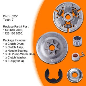 Mtanlo .325"-7T Clutch Drum Spur Sprocket Cover Kit for Stihl MS231 MS251 MS241 MS231C MS241C MS251C Chainsaw 1143 640 2002