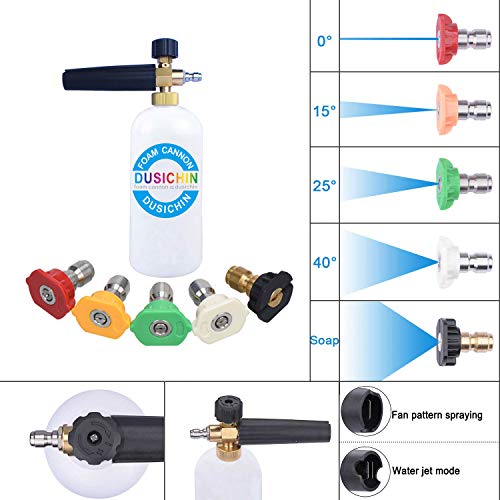 DUSICHIN DUS-007 Snow Foam Lance Foam Cannon Adjustable Jet Wash Quick Release 5 Pressure Washer Nozzles for Car Detailing Pressure Washer