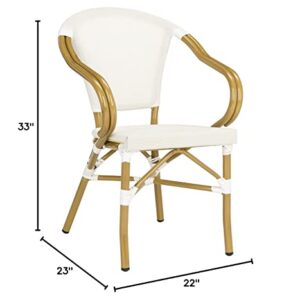 Safavieh PAT4003B-SET2 Outdoor Collection Karine Beige Stacking Arm Chair