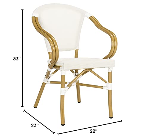 Safavieh PAT4003B-SET2 Outdoor Collection Karine Beige Stacking Arm Chair