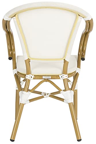 Safavieh PAT4003B-SET2 Outdoor Collection Karine Beige Stacking Arm Chair