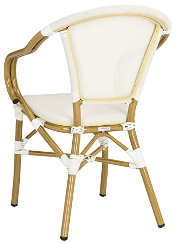 Safavieh PAT4003B-SET2 Outdoor Collection Karine Beige Stacking Arm Chair