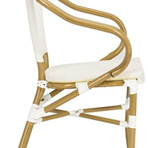 Safavieh PAT4003B-SET2 Outdoor Collection Karine Beige Stacking Arm Chair