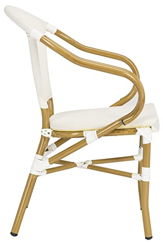 Safavieh PAT4003B-SET2 Outdoor Collection Karine Beige Stacking Arm Chair