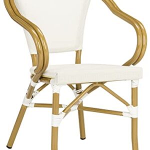 Safavieh PAT4003B-SET2 Outdoor Collection Karine Beige Stacking Arm Chair