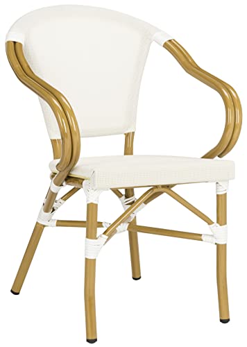 Safavieh PAT4003B-SET2 Outdoor Collection Karine Beige Stacking Arm Chair