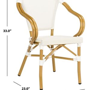 Safavieh PAT4003B-SET2 Outdoor Collection Karine Beige Stacking Arm Chair