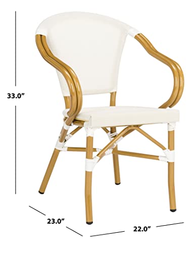 Safavieh PAT4003B-SET2 Outdoor Collection Karine Beige Stacking Arm Chair