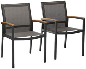 christopher knight home emma outdoor mesh and aluminum frame dining chair (set of 2), gray