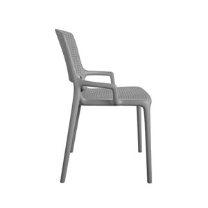 COSCO Outdoor/Indoor Stacking Resin Chair with Square Back and Arms, 2-Pack, Gray