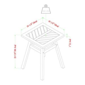 Walker Edison Outdoor Patio Wood Chevron Square End Side Table All Weather Backyard Conversation Garden Poolside Balcony, 18 Inch, Brown