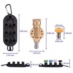 PWACCS Pressure Washer Pivoting Coupler Kit, 240 Degree Rotation, Pressure Washer Accessories Kit Including Gutter Cleaner Attachment and 7 Spray Nozzle Tips with Holder, 1/4" Quick Connect, 4500 PSI