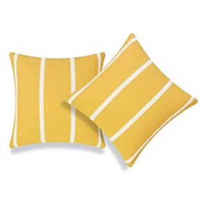 hofdeco patio indoor outdoor pillow cover only for backyard, couch, sofa, yellow wide striped, 20″ x20“, set of 2