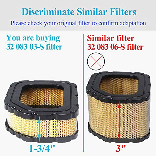 HOODELL Professional 32 083 03-S Air Filter, Durable 32 883 03-S1 Air Filter with Pre Cleaner, Fits Kohler Courage Engine SV710 SV715 SV720 SV730 SV735 SV740 Air Filter