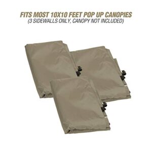 REDCAMP 10x6.2ft Instant Canopy Sidewall for 10x10ft Pop Up Canopy, 3 Pack Sunwall, Khaki