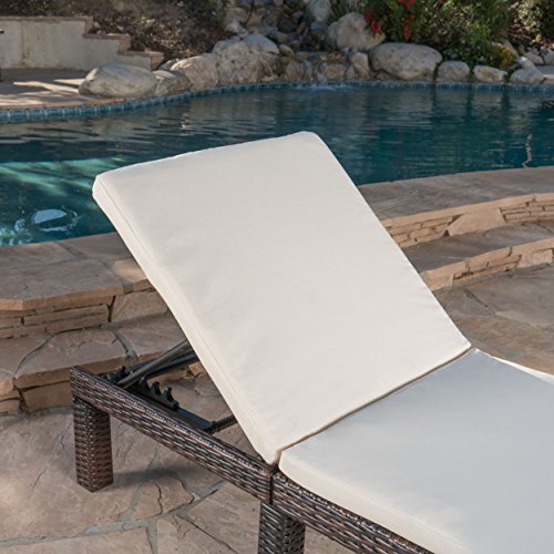 Christopher Knight Home Jamaica Outdoor Wicker Chaise Lounge with Water Resistant Cushion, 2-Pcs Set, Multibrown / Cream