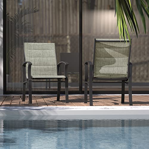 Domi Patio Dining Chairs Set of 2,Bistro Metal Steel Chair with Textilene Mesh Fabric,Outdoor Armchair for Outside Porch,Balcony,Garden,Backyard