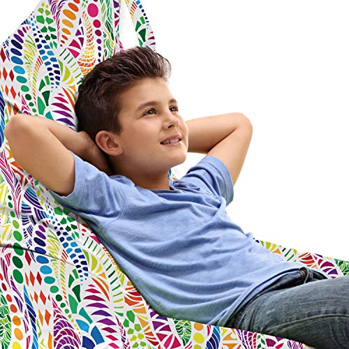 Ambesonne Geometric Lounger Chair Bag, Mixed Mosaic Vivid Nature Inspired Girls Hippie Contrast Design, High Capacity Storage with Handle Container, Lounger Size, Multicolor