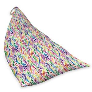 Ambesonne Geometric Lounger Chair Bag, Mixed Mosaic Vivid Nature Inspired Girls Hippie Contrast Design, High Capacity Storage with Handle Container, Lounger Size, Multicolor