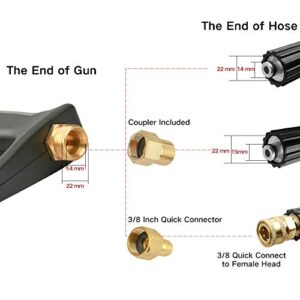 Sooprinse High Pressure Washer Gun 4000 PSI, 7 Inch Extension Replacement Wand with 5 Nozzle Tips , M22 Fitting, 3/8'' Quick Connect