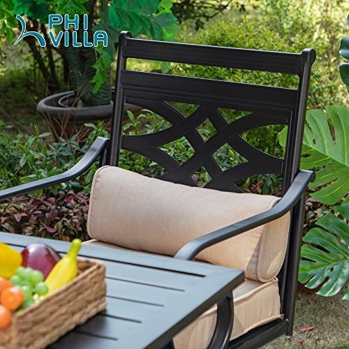 PHI VILLA Patio Dining Chairs Set of 2,Outdoor Swivel Dining Chairs with Cushion and Pillow,Patio Metal Chairs,Patio Furniture for Garden Lawn and Deck,Max Load Bearing up to 300 lbs,2 Pack