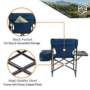 Coastrail Outdoor Folding Directors Chair with Cooler Camping Chair Portable with Side Table, Aluminum Heavy Duty for Picnic, Patio, Lawn, Garden, Support 400 lbs