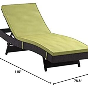 Modway Convene Wicker Rattan Outdoor Patio Chaise Lounge Chairs in Espresso Peridot - Set of 4