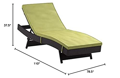 Modway Convene Wicker Rattan Outdoor Patio Chaise Lounge Chairs in Espresso Peridot - Set of 4