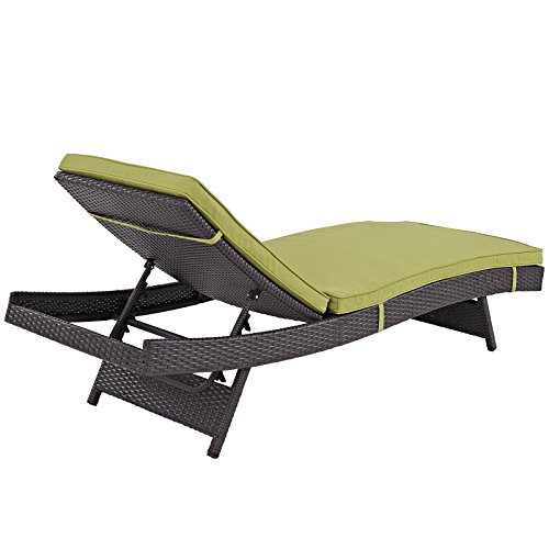 Modway Convene Wicker Rattan Outdoor Patio Chaise Lounge Chairs in Espresso Peridot - Set of 4