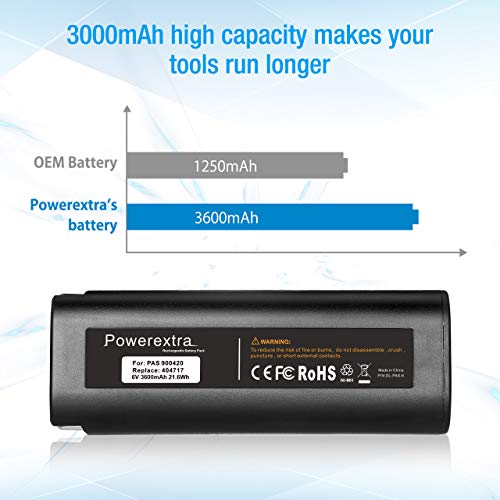 Powerextra 2 Pack 6V 3600mAh NI-MH Battery Compatible with Paslode 404717 B20544E BCPAS-404717 404400 900400 900420 900600 901000 902000 B20720 CF-325 IM200 F18 IM250 IM250A IM350A IM350CT PS604N