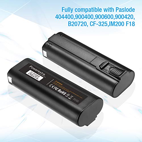 Powerextra 2 Pack 6V 3600mAh NI-MH Battery Compatible with Paslode 404717 B20544E BCPAS-404717 404400 900400 900420 900600 901000 902000 B20720 CF-325 IM200 F18 IM250 IM250A IM350A IM350CT PS604N