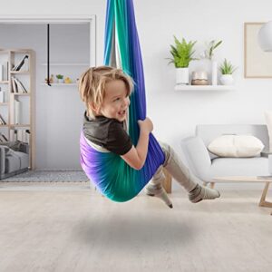 Sensory Swing + 360° Swivel Hanger, Double Layer Indoor + Outdoor Swing for Kids, Hanging Pod Chair, Helps with Sensory Disorders, Autism, ADHD, Anxiety, Therapy Swing, Pod Swing Chair