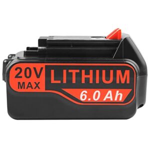 [1pack] 6.0ah high output long-lasting 20v battery for black+decker 20 volt lb20 lbx20 lbxr20 lbxr20b lbxr2020 lbx4020 lb2x4020 lst220 tool battery