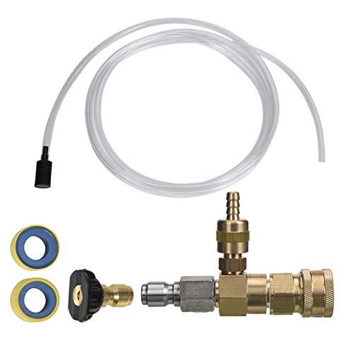 M MINGLE Adjustable Chemical Injector Kit for Pressure Washer, Soap Injector, 3/8 Inch Quick Connector