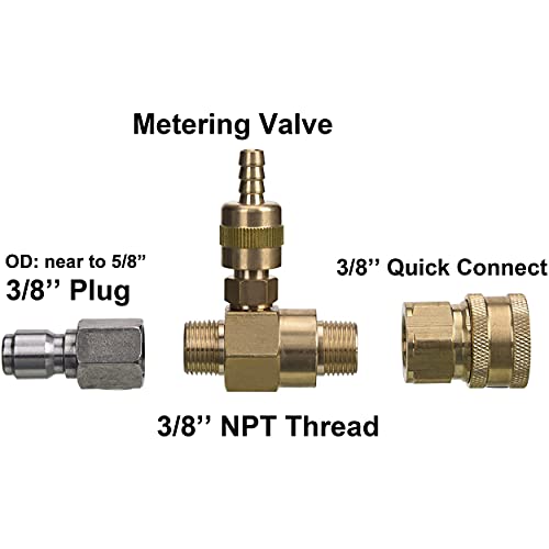 M MINGLE Adjustable Chemical Injector Kit for Pressure Washer, Soap Injector, 3/8 Inch Quick Connector