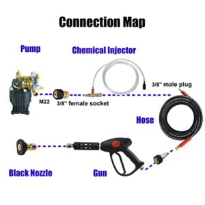 M MINGLE Adjustable Chemical Injector Kit for Pressure Washer, Soap Injector, 3/8 Inch Quick Connector