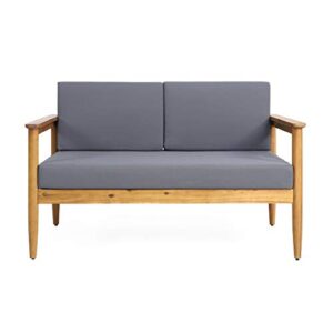 christopher knight home love seat, dark gray + teak