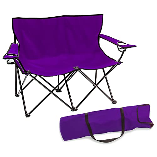 Trademark Innovations Loveseat Style Double Camp Chair, 40" L x 22" W x 31.5" H, Purple