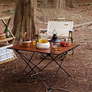 MASNLYE Camping Table Portable Foldable Wood Grain Table for Outdoor Picnic Barbecue Tours Ultralight Folding Table Dining Desk for Fish