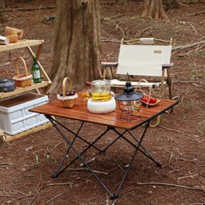 MASNLYE Camping Table Portable Foldable Wood Grain Table for Outdoor Picnic Barbecue Tours Ultralight Folding Table Dining Desk for Fish