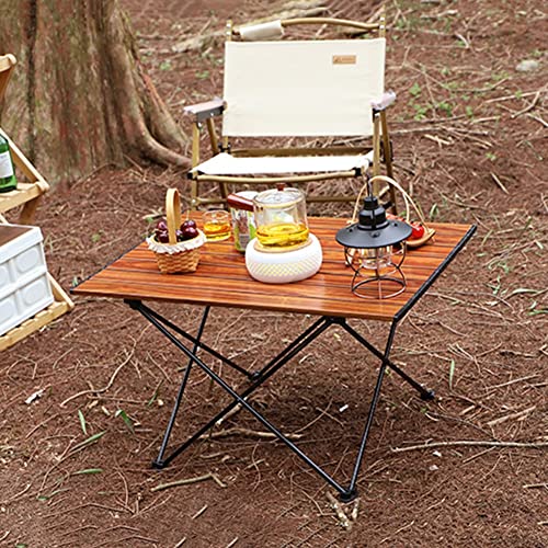 MASNLYE Camping Table Portable Foldable Wood Grain Table for Outdoor Picnic Barbecue Tours Ultralight Folding Table Dining Desk for Fish