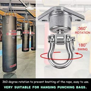 IOH Silent Bearing Swing Hanger Hammock Suspension Kit, SUS Rust Proof, 1500LB Heavy Duty 360 Degree Rotation, Yoga, Sandbag, Gym (3 wooden screws)