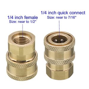 RIDGE WASHER Pressure Washer Coupler, Brass Fittings, 1/4 Inch Quick Connect to Female NPT, 5000 PSI, 2 Pack