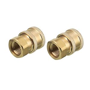 RIDGE WASHER Pressure Washer Coupler, Brass Fittings, 1/4 Inch Quick Connect to Female NPT, 5000 PSI, 2 Pack