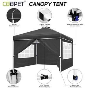 Canopy, CBBPET 10'x10' Pop Up Canopy Instant Folding, Outdoor Canopy Tent with Sidewalls and Windows Sun Protection for Vendor Events, Outdoor Craft Show, Farmers Markets(Black)