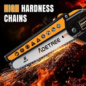 Mini Chainsaw 6-Inch Cordless with 2 Battery - 21V Handheld Electric Small Power Chain Saws Battery Operated with 2 Chains and Portable Suitcase for Wood Cutting Tree Trimming