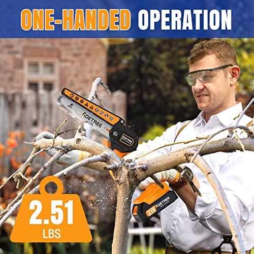 Mini Chainsaw 6-Inch Cordless with 2 Battery - 21V Handheld Electric Small Power Chain Saws Battery Operated with 2 Chains and Portable Suitcase for Wood Cutting Tree Trimming