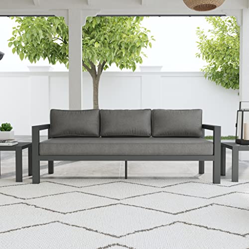 homestyles Grayton Outdoor Aluminum Sofa, Gray