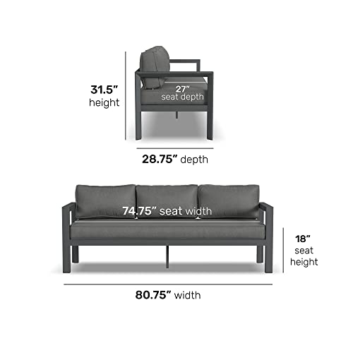 homestyles Grayton Outdoor Aluminum Sofa, Gray